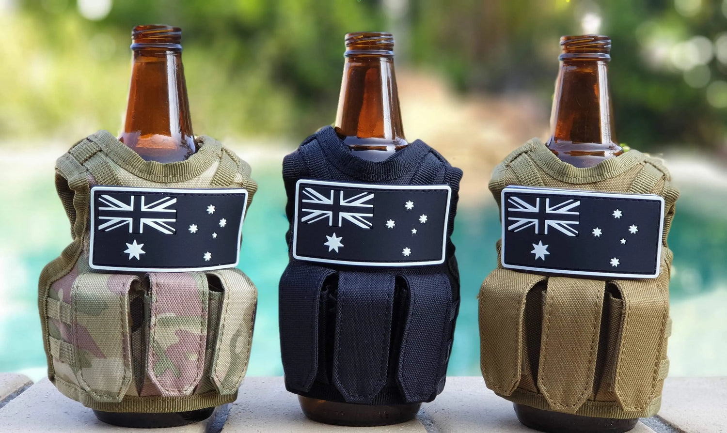 PVC Australian Flag Patch - Black & White | Tactical Stubby Coolers