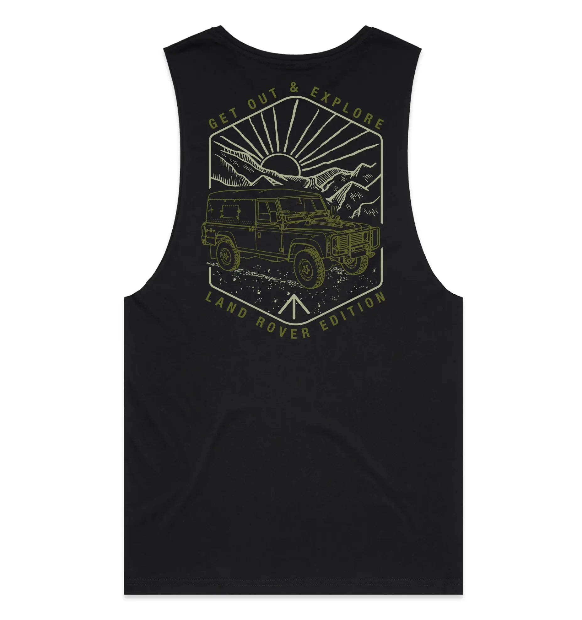 Land Rover Edition Sleeveless Tee - Get Out & Explore | Tactical Stubby ...
