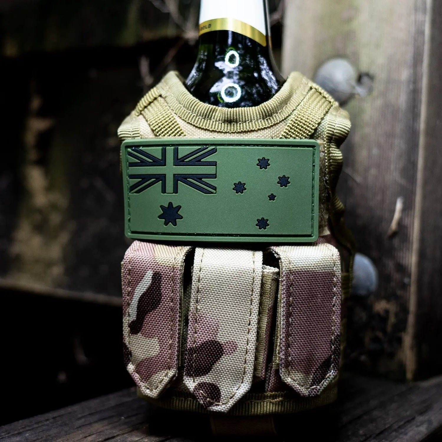 PVC Australian Flag Patch - Black & White | Tactical Stubby Coolers